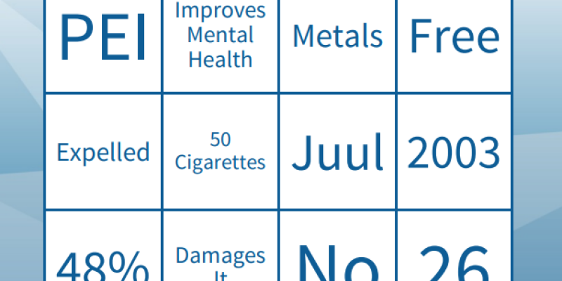 Student Action Team Activity - Vaping Themed Bingo | PHE Canada