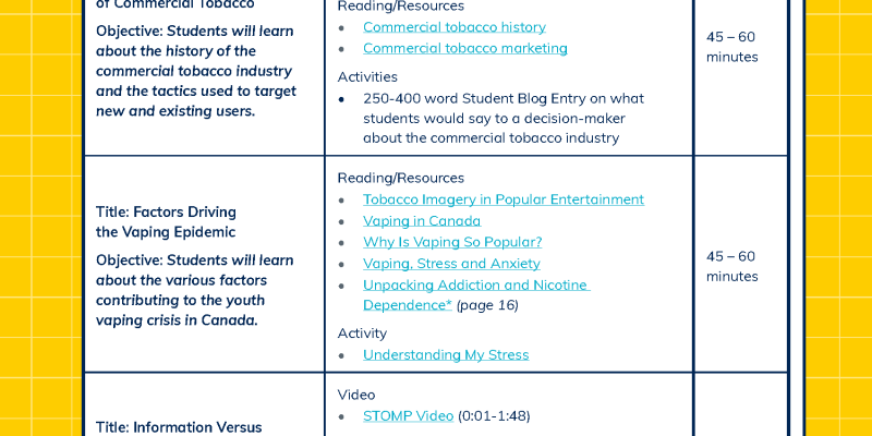 *NEW* Commercial Tobacco Unit Plan | PHE Canada